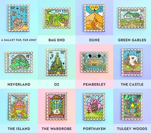 Mix & Match Set of 10 Stamp Fan Art Enamel Pins – Joy Addict